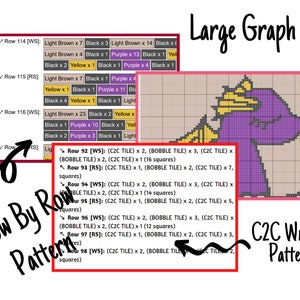 Baby Dragon Graph and Pattern C2C & Tapestry Crochet - Dragon Egg C2C ...