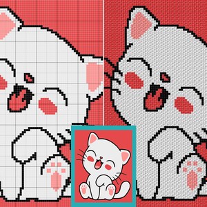 Smiling Baby Cat Kitten Graph & Pattern C2C and Tapestry - Etsy UK