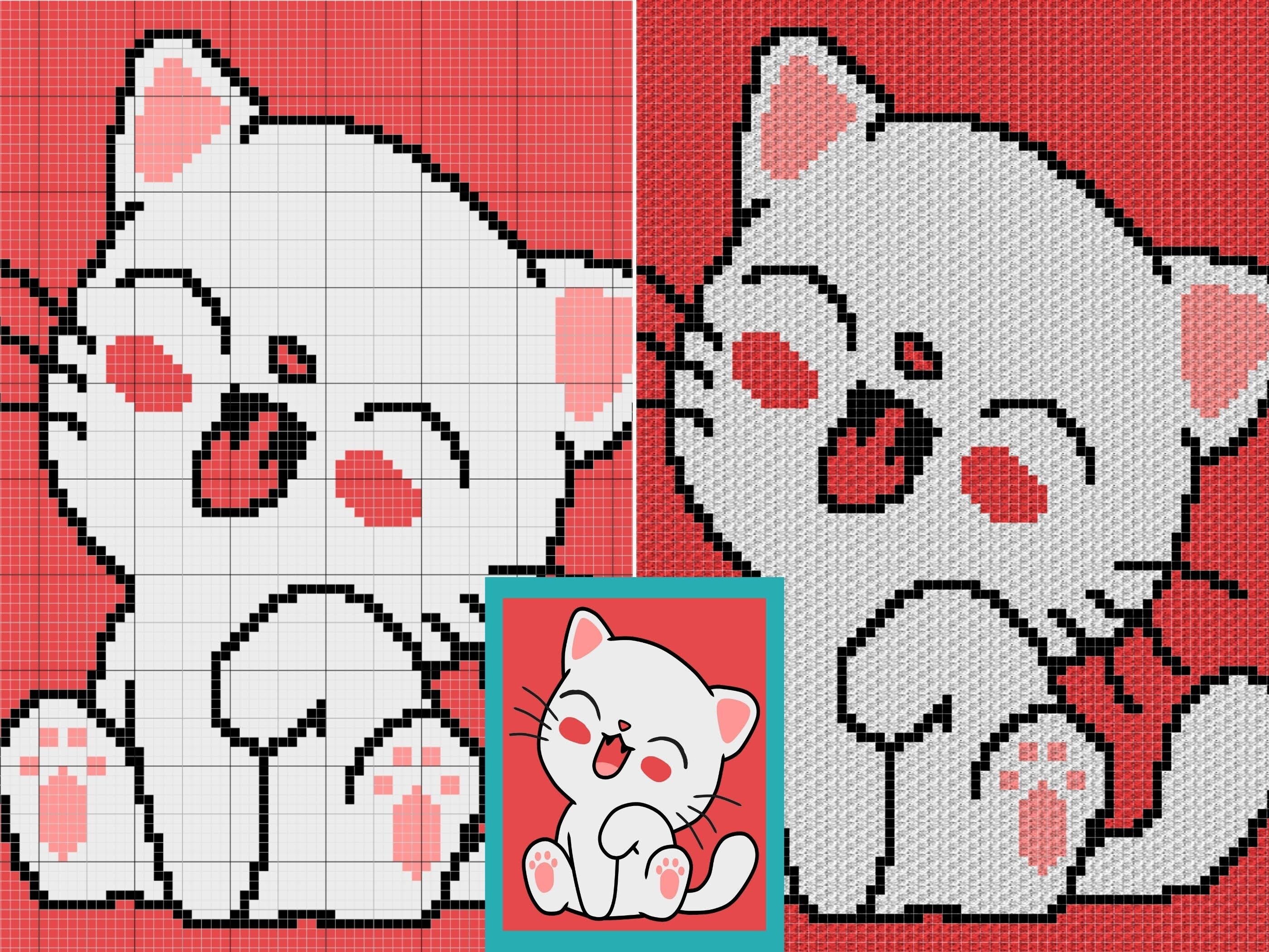 Smiling Baby Cat Kitten Graph & Pattern C2C and Tapestry - Etsy UK