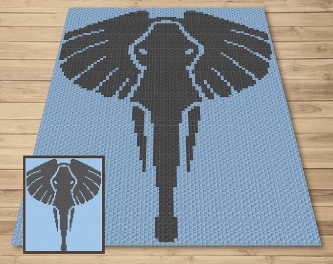 AFRICAN ELEPHANT - Graph for Crochet C2c Blanket, C2C, Written & Color ...