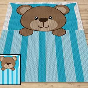 Sleepy Little Teddy Bear Graph & Pattern C2C Tapestry Crochet C2C Bear ...