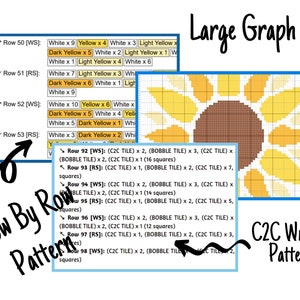Summer Sunflower Graph and Pattern C2C & Tapestry Crochet - Sunflower ...