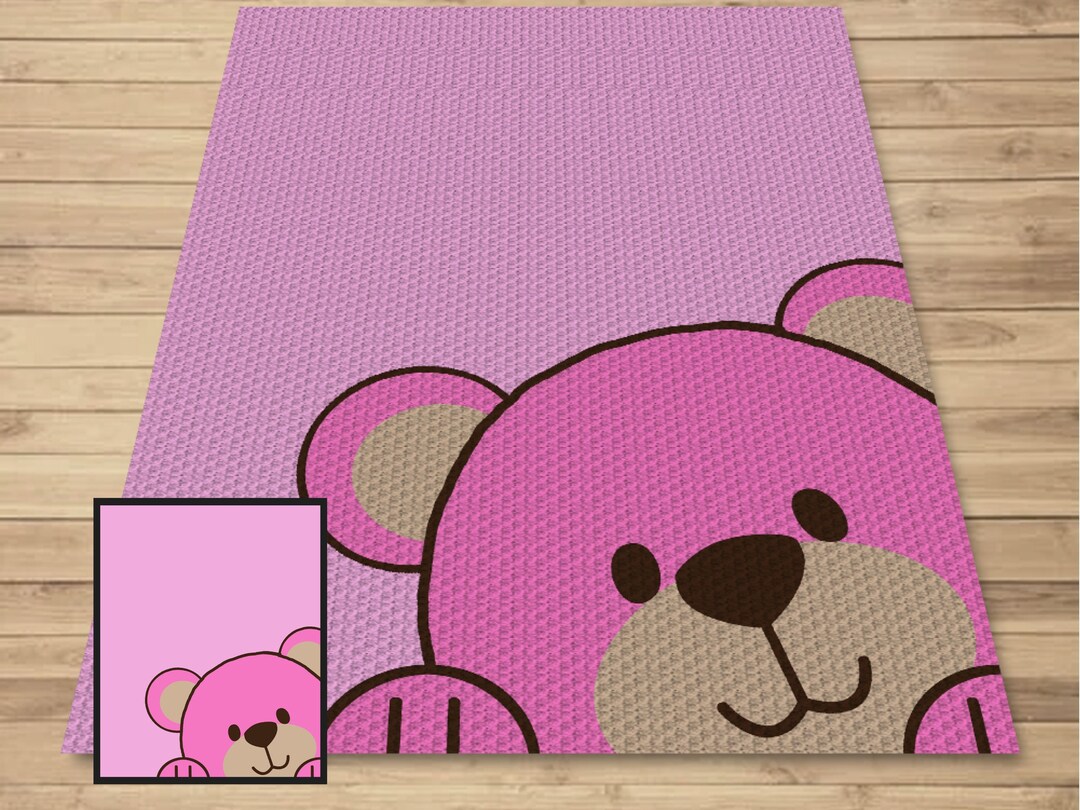Peek-a-boo Teddy Bear Graph Written Pattern for C2C & Tapestry Crochet ...