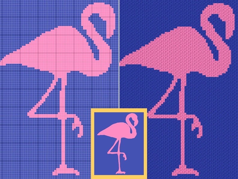 Pink Flamingo Outline Graph and Pattern C2C & Tapestry Crochet - Etsy