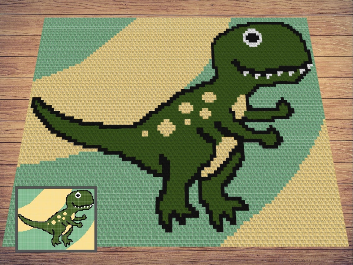 Cute Baby Dinosaur Graph and Pattern C2C & Tapestry Crochet - Etsy