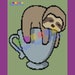 Sloth on Teacup Crochet Pattern - C2C Graphgan, Tapestry (digital ...
