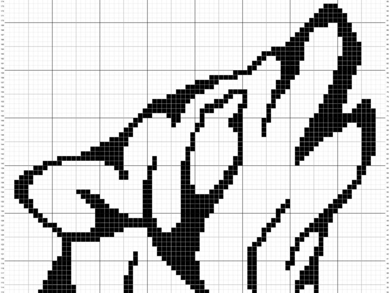 Howling Wolf Outline Graph and Pattern C2C & Tapestry Crochet - Etsy