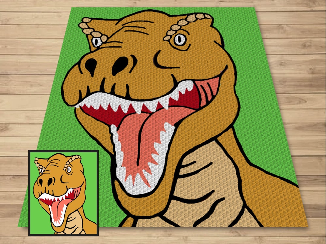 T-rex Dinosaur Graph and Pattern C2C & Tapestry Crochet - C2C Dinosaur ...