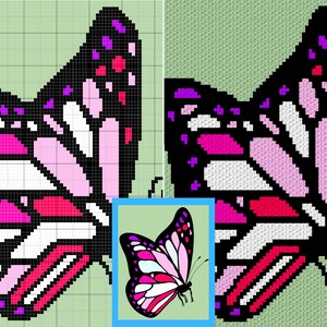 Colorful Butterfly Graph and Pattern C2C & Tapestry Crochet - Crochet ...