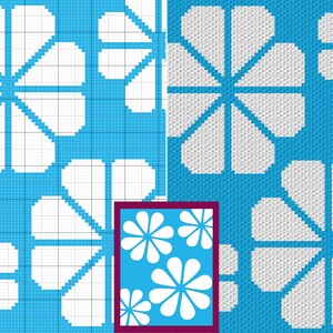 Abstract Daisy Print Graph and Pattern C2C & Tapestry Crochet - Flower ...