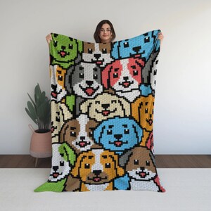 Crowded Dogs Afghan Written Pattern + Chart C2C and Tapestry Crochet ...