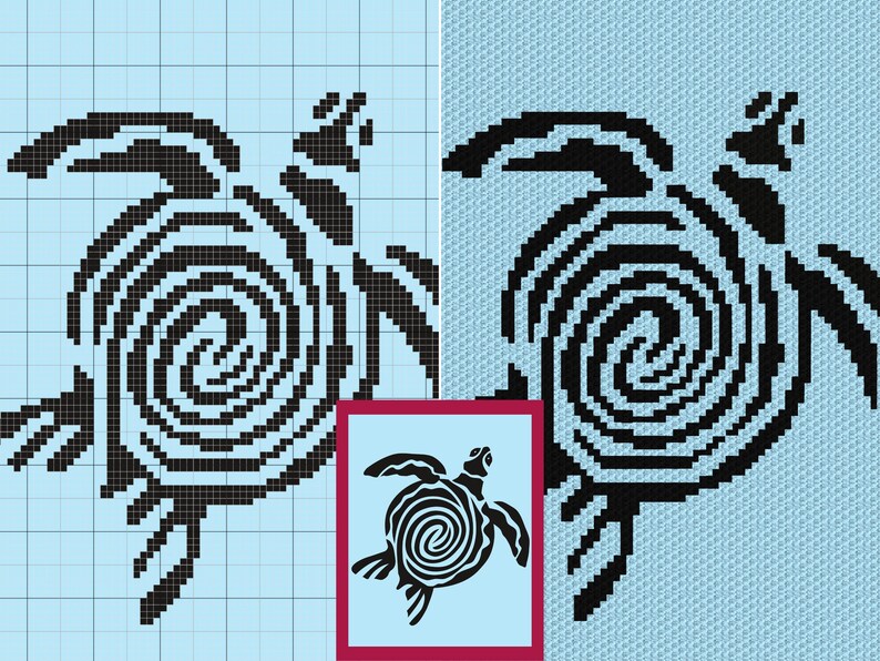 Tribal Turtle Silhouette Graph and Pattern C2C & Tapestry - Etsy