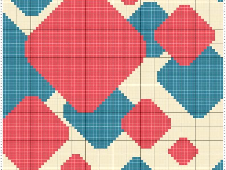Retro Squares Print Graph and Pattern C2C & Tapestry Crochet - Etsy