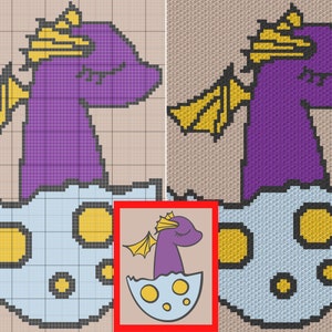 Baby Dragon Graph and Pattern C2C & Tapestry Crochet - Dragon Egg C2C ...