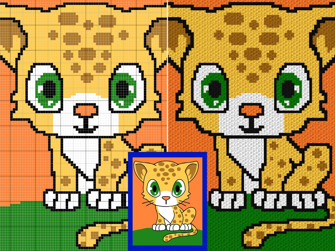 Cute Baby Leopard Graph and Pattern C2C & Tapestry Crochet - Etsy UK
