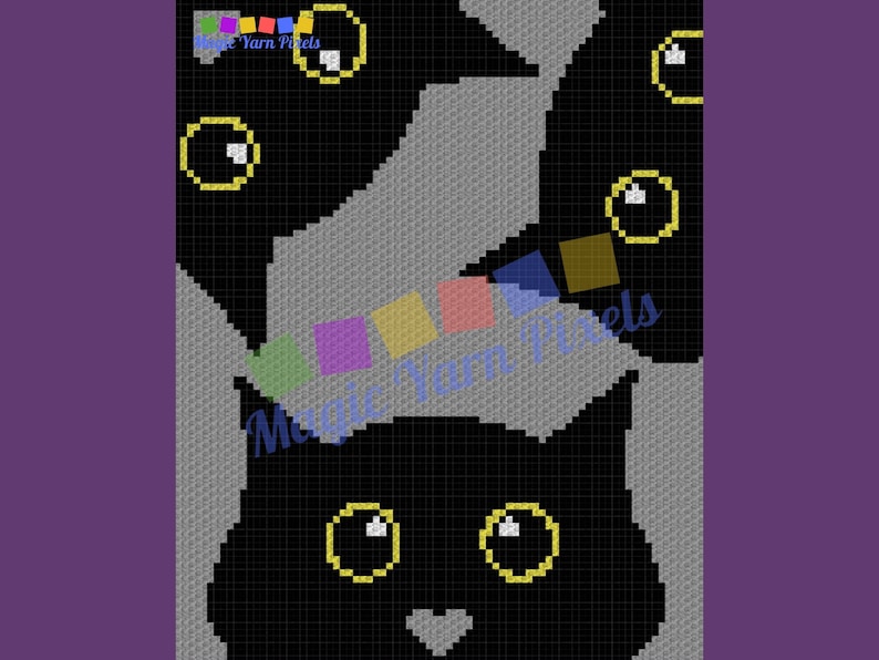 Halloween Black Cats Graph Written Pattern for C2C & | Etsy