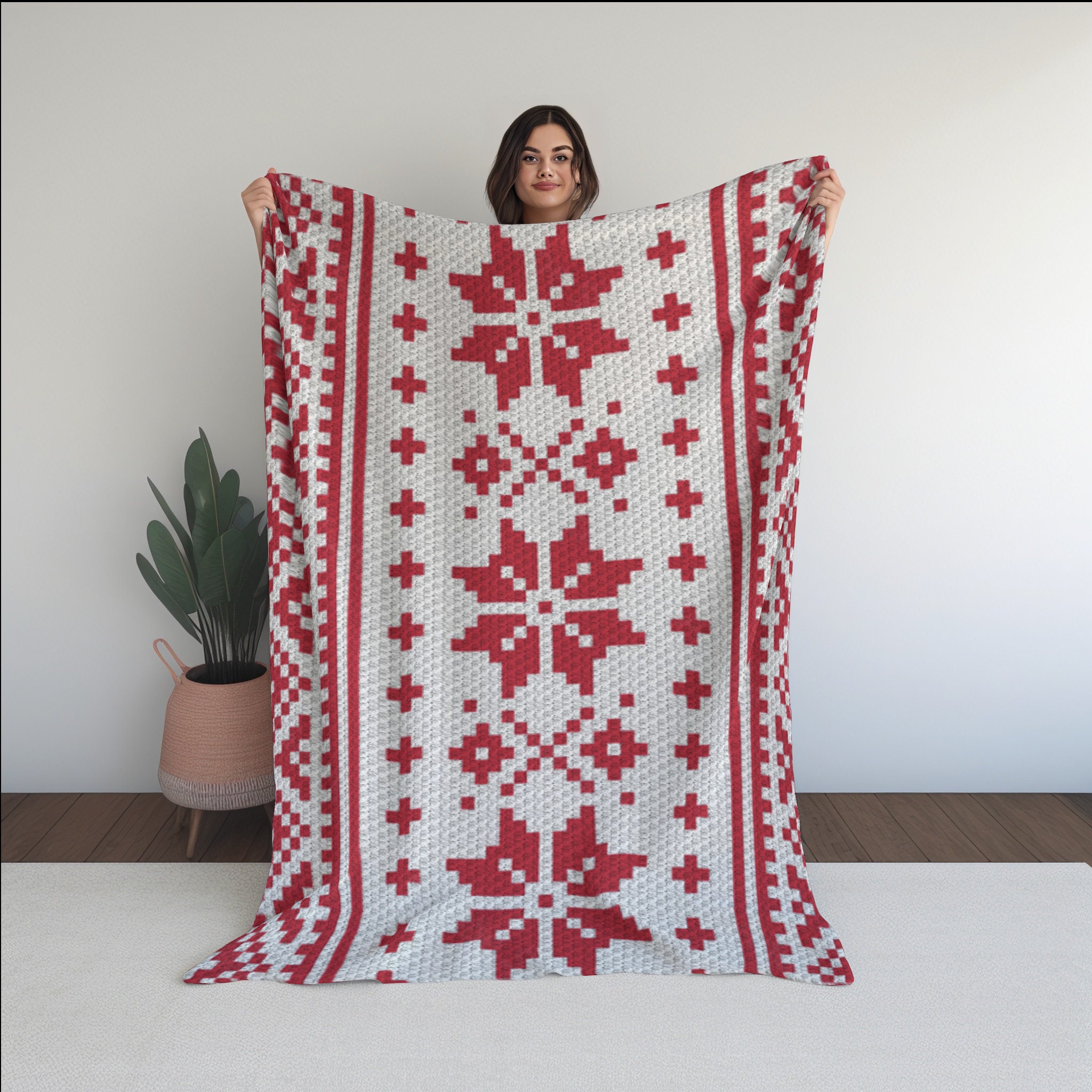 Nordic Winter Pattern Crochet Blanket With Tapestry & C2C Crochet ...