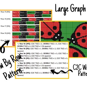 Ladybug Print Graph and Pattern C2C & Tapestry Crochet - Ladybugs Baby ...