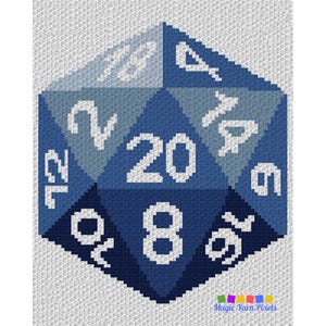 D&D D20 Dice Graph + Pattern C2C and Tapestry Crochet - 20 Sided Die ...