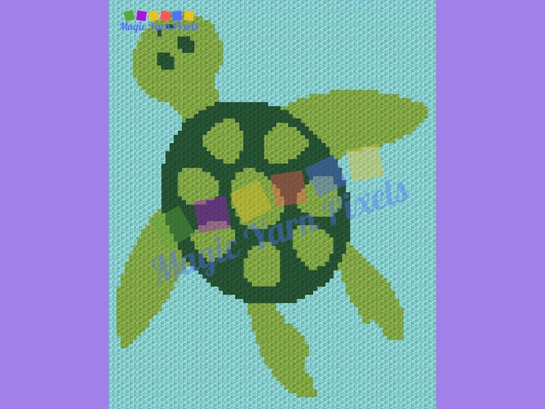 Sea Turtle Graph and Pattern C2C & Tapestry Crochet - Turtle C2C ...