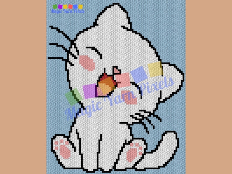 Cute Baby Cat Graph + Written Pattern for C2C & Tapestry Crochet ...