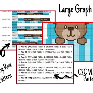 Sleepy Little Teddy Bear Graph & Pattern C2C Tapestry Crochet C2C Bear ...