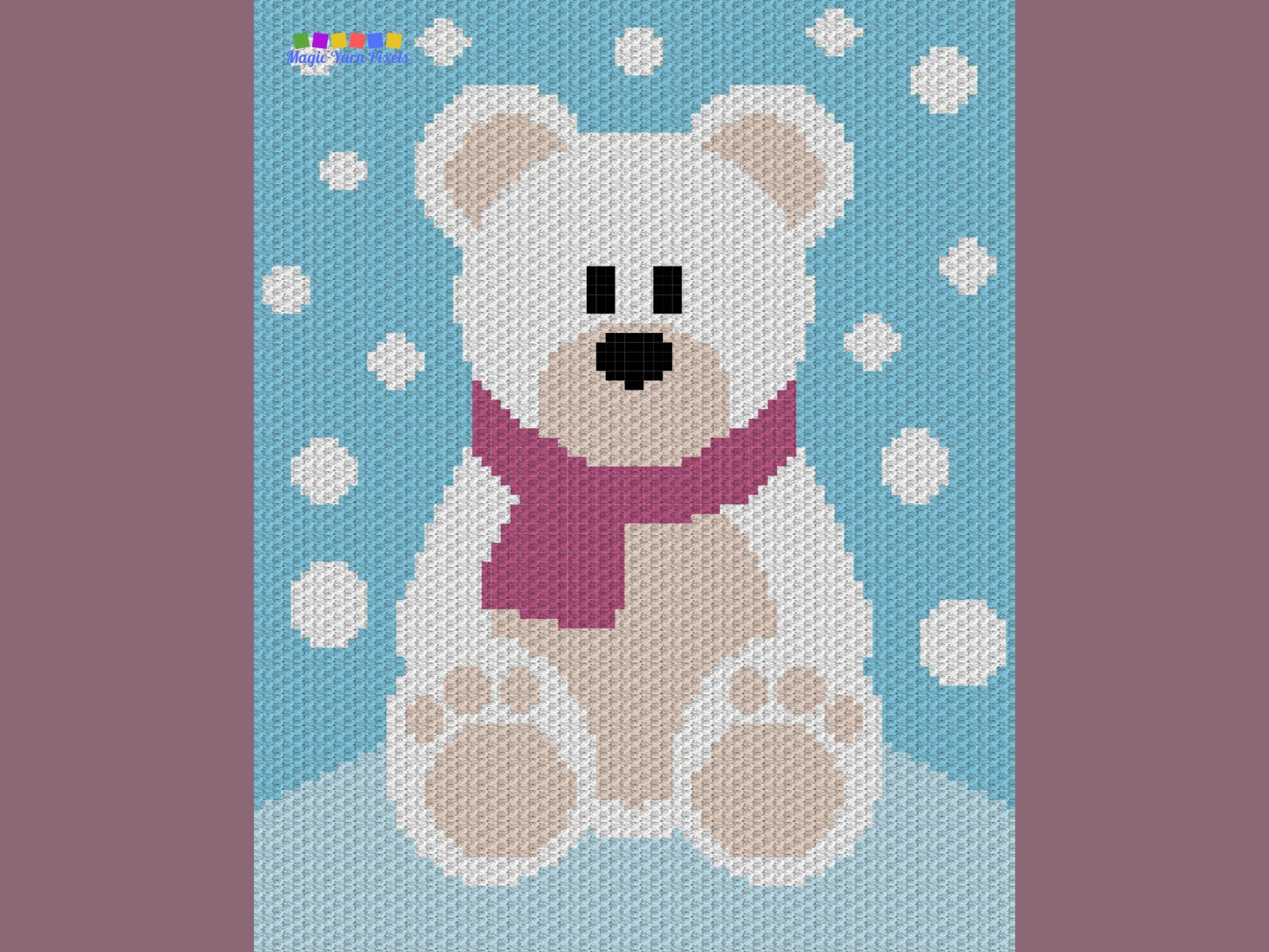 Winter Snow Polar Bear Graph Written Pattern for C2C & - Etsy