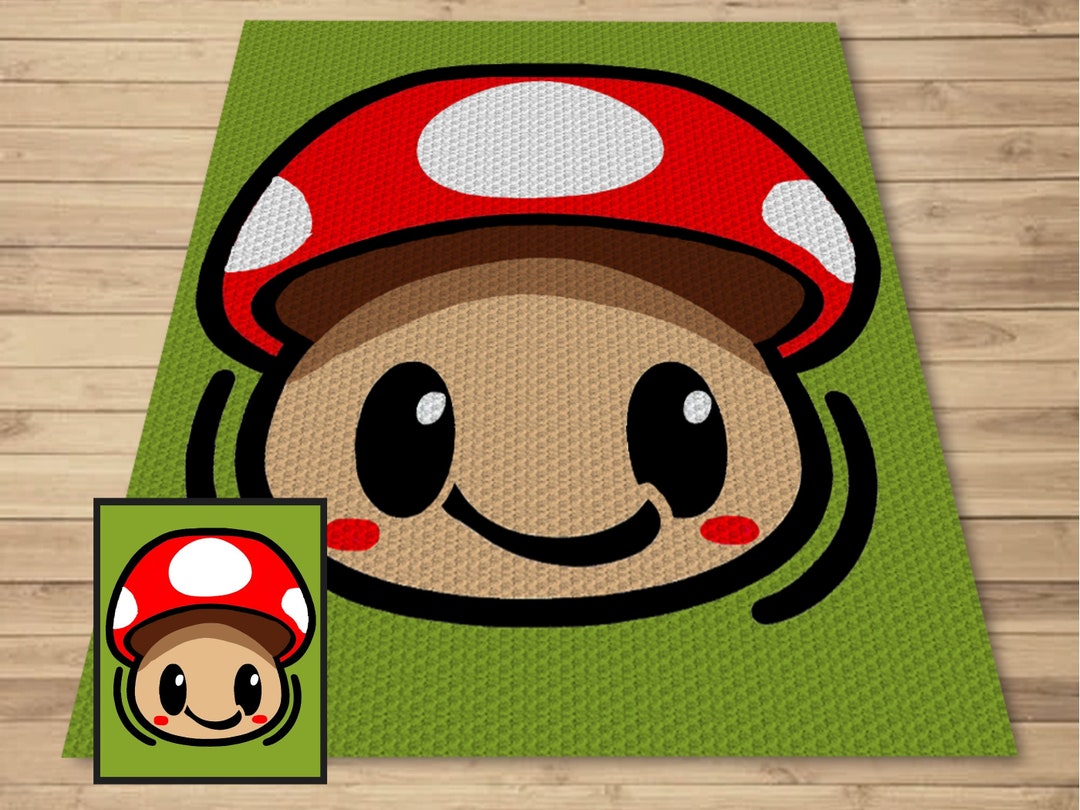Happy Mushroom Graph & Pattern C2C + Tapestry Crochet - Mushroom C2C ...