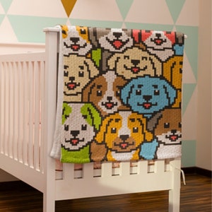 Crowded Dogs Afghan Written Pattern + Chart C2C and Tapestry Crochet ...