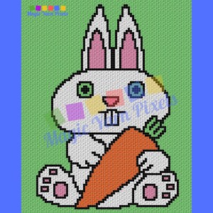Easter Bunny With Carrot Graph & Pattern C2C and Tapestry Crochet Bunny ...
