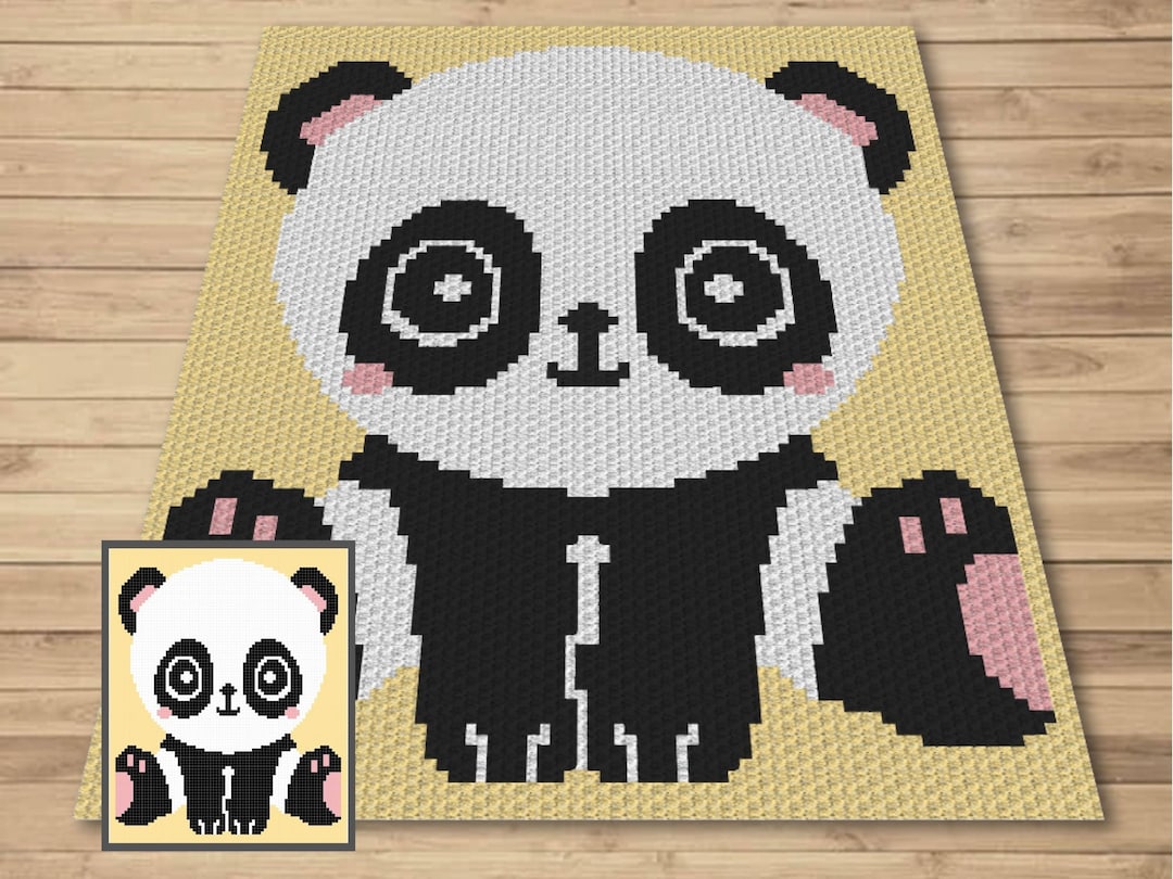 Happy Baby Panda Graph and Pattern C2C & Tapestry Crochet - Panda Bear ...
