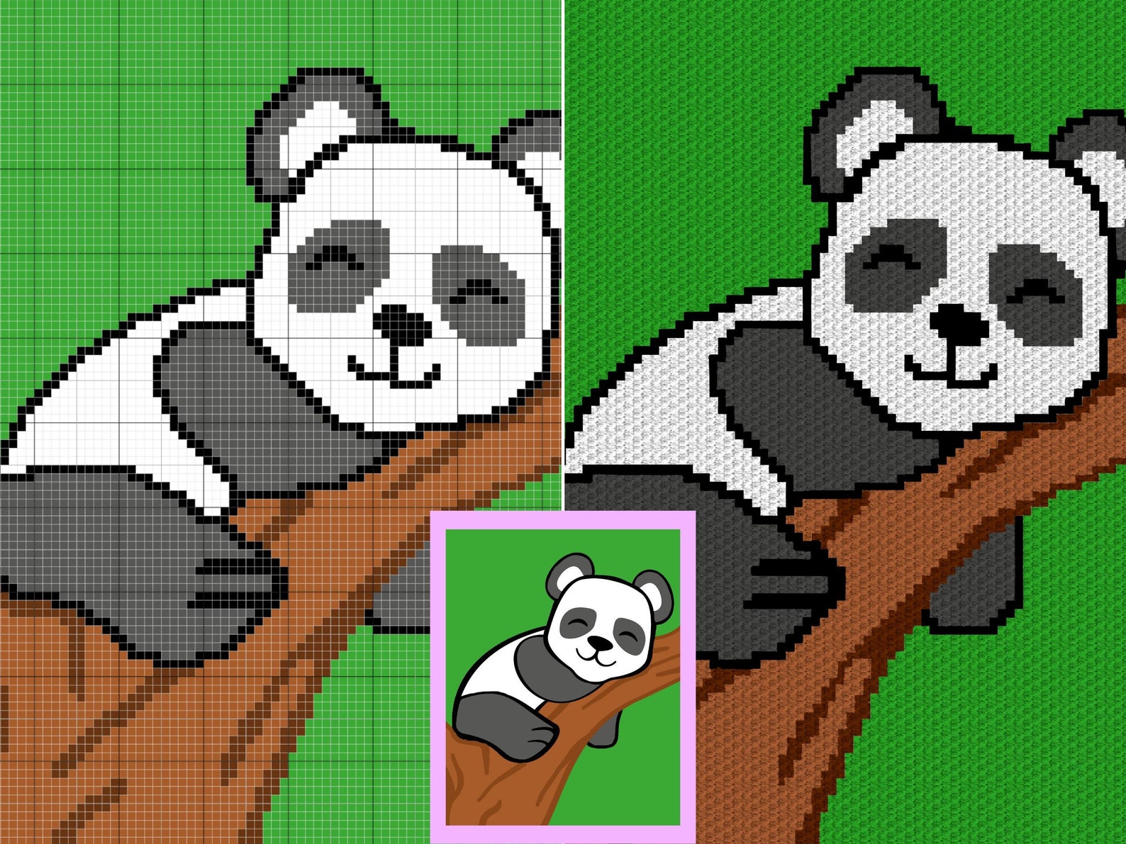 Sleeping Panda Baby Graph and Pattern C2C & Tapestry Crochet - Panda ...