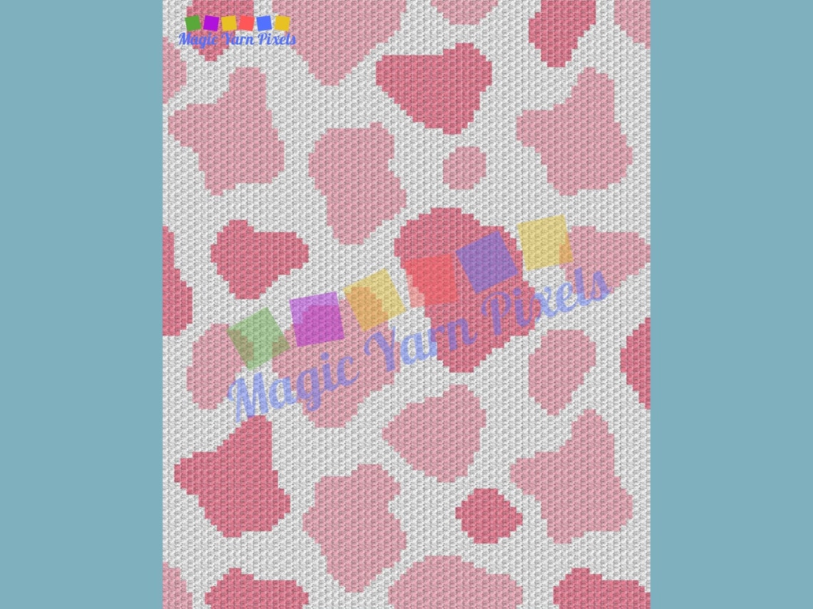 Strawberry Cow Print Graph and Pattern C2C & Tapestry Crochet - Etsy