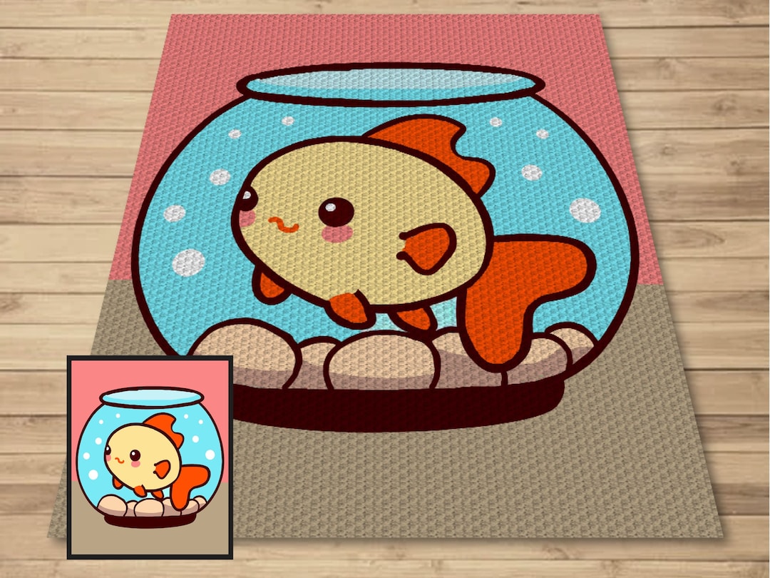 Goldfish in Bowl Graph & Pattern C2C + Tapestry Crochet - Fish Graphgan ...