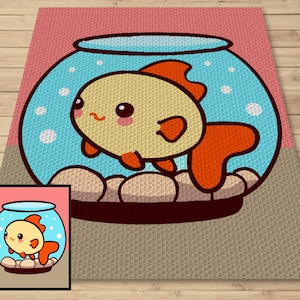 Goldfish in Bowl Graph & Pattern C2C + Tapestry Crochet - Fish Graphgan ...