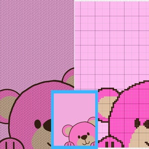 Peek-a-boo Teddy Bear Graph Written Pattern for C2C & Tapestry Crochet ...