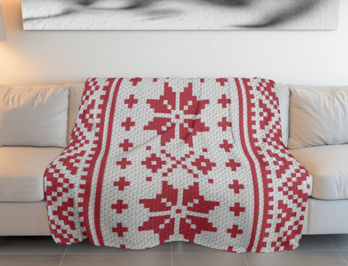 Nordic Winter Pattern Crochet Blanket With Tapestry & C2C Crochet ...