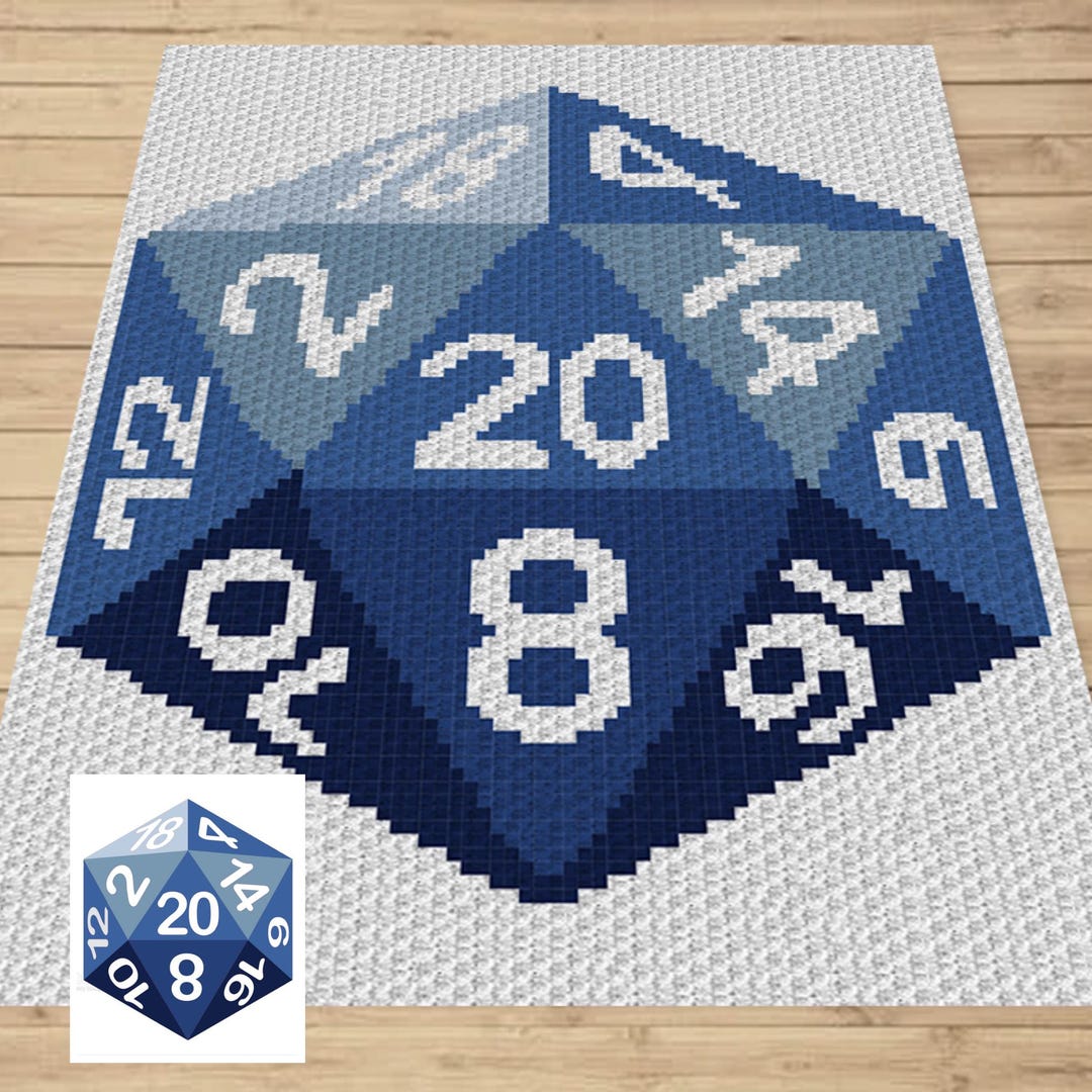 D&D D20 Dice Graph + Pattern C2C and Tapestry Crochet - 20 Sided Die ...
