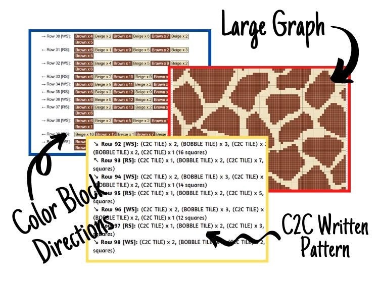 Giraffe Print Graph Written Pattern for C2C & Tapestry - Etsy