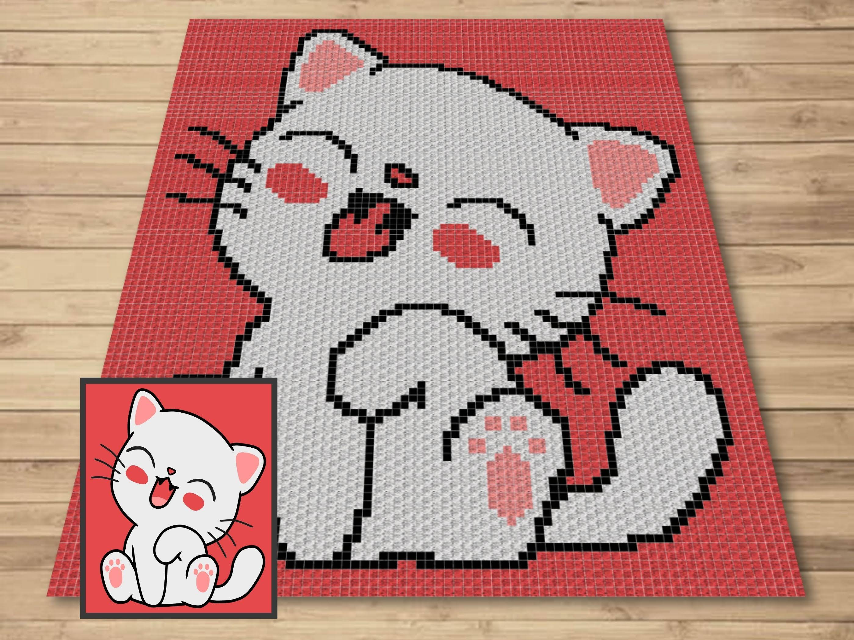 Smiling Baby Cat Kitten Graph & Pattern C2C and Tapestry - Etsy UK