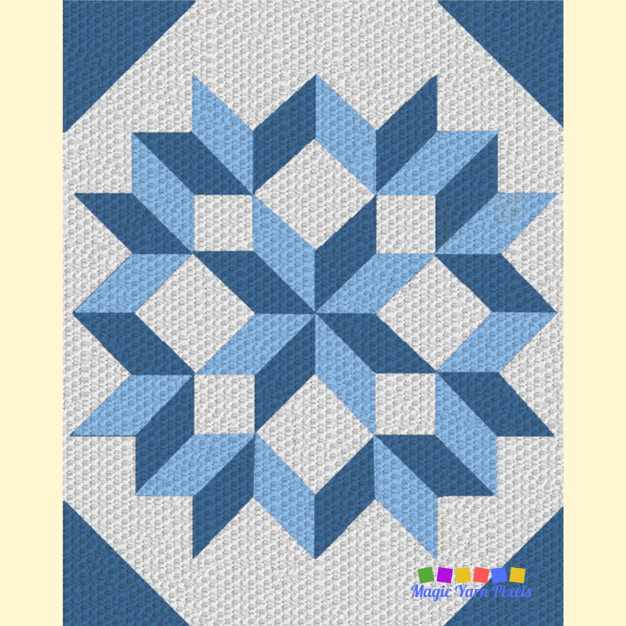 Carpenter Wheel Crochet Pattern | Blue Geometric Afghan Graph (PDF ...
