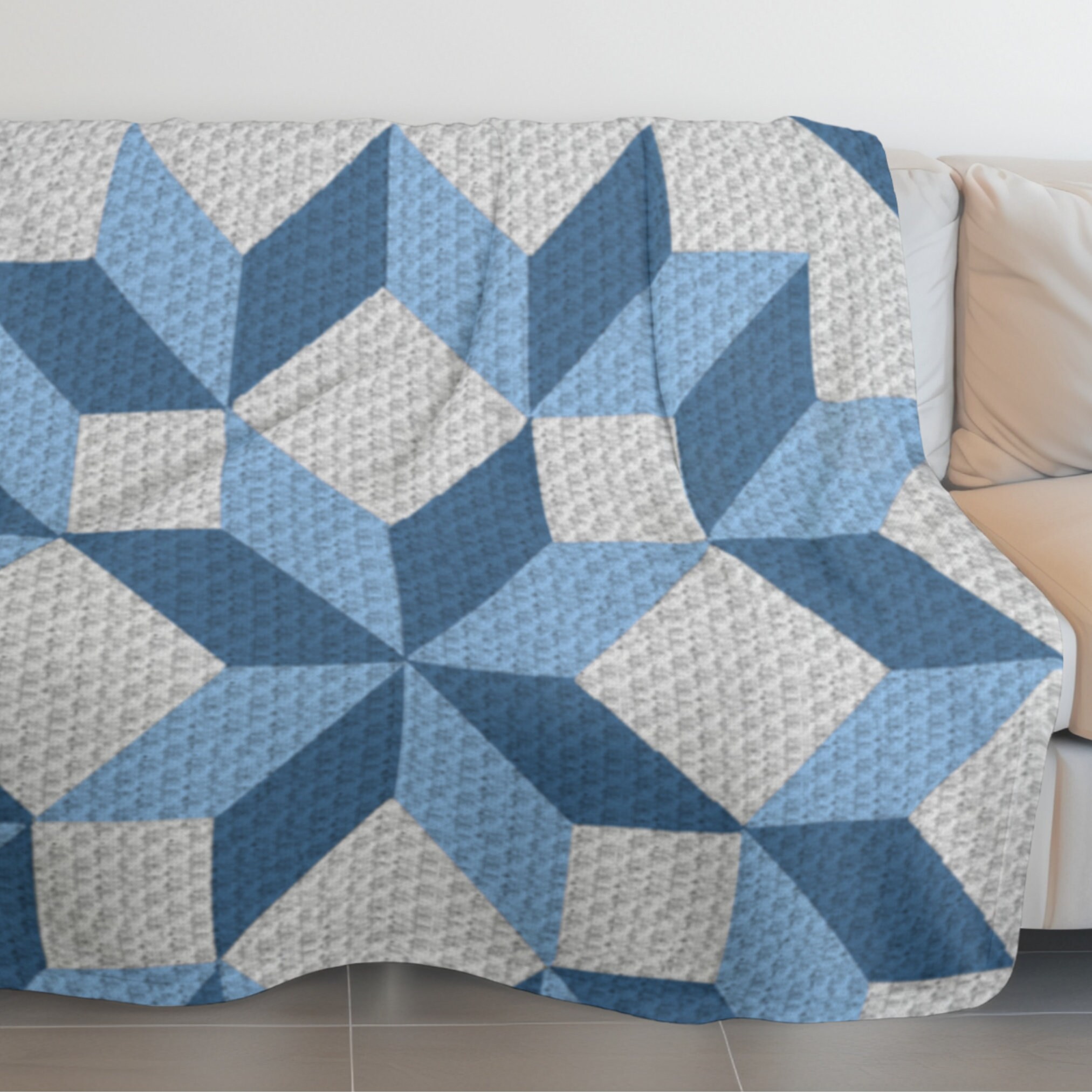 Carpenter Wheel Crochet Pattern | Blue Geometric Afghan Graph (PDF ...