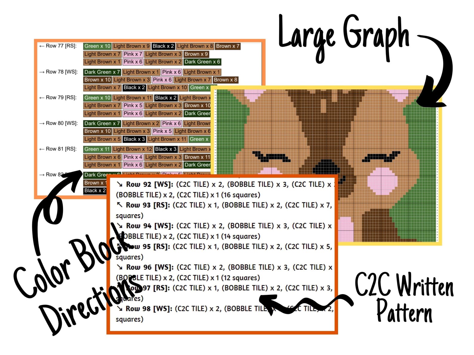 Cute Baby Bear Graph & Pattern C2C and Tapestry Crochet Bear - Etsy UK