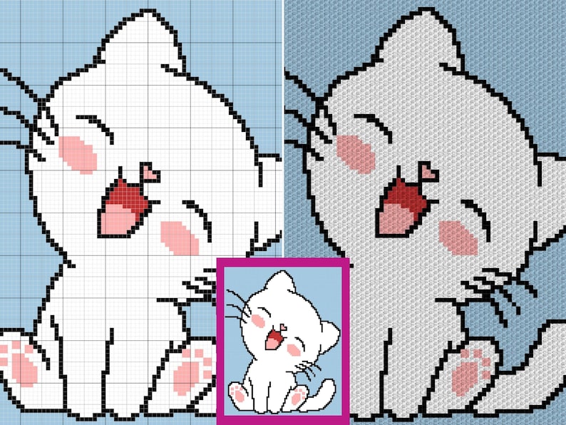 Cute Baby Cat Graph Written Pattern for C2C & Tapestry - Etsy