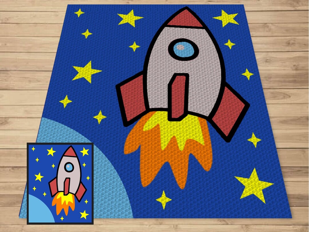 Space Rocket Graph & Pattern C2C Tapestry Crochet Space Rocket Blanket ...