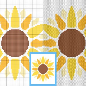 Summer Sunflower Graph and Pattern C2C & Tapestry Crochet - Sunflower ...
