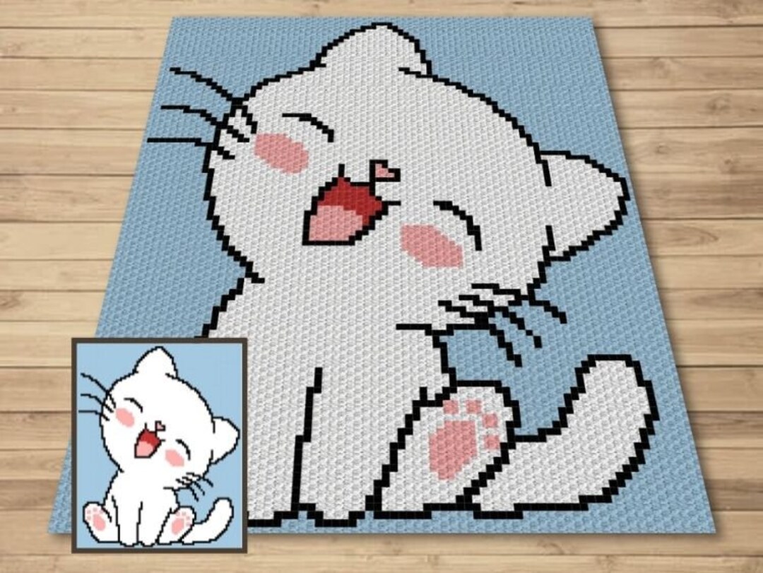 Cute Baby Cat Graph + Written Pattern for C2C & Tapestry Crochet ...