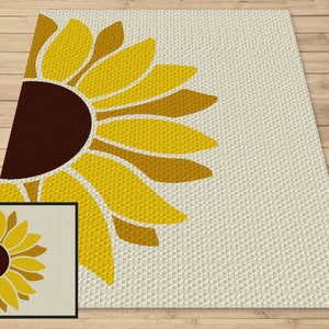 Sunflower Graph and Pattern C2C & Tapestry Crochet Sunflower Summer ...