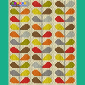 Retro Floral Leaf Pattern Graph and Pattern C2C & Tapestry Crochet- C2C ...
