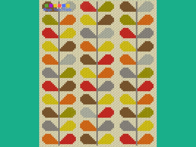 Retro Floral Leaf Pattern Graph and Pattern C2C & Tapestry - Etsy